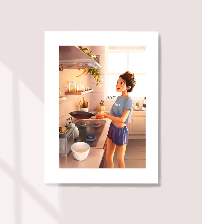 Flip It Over Art Print Cooking Scene in the Kitchen - Etsy