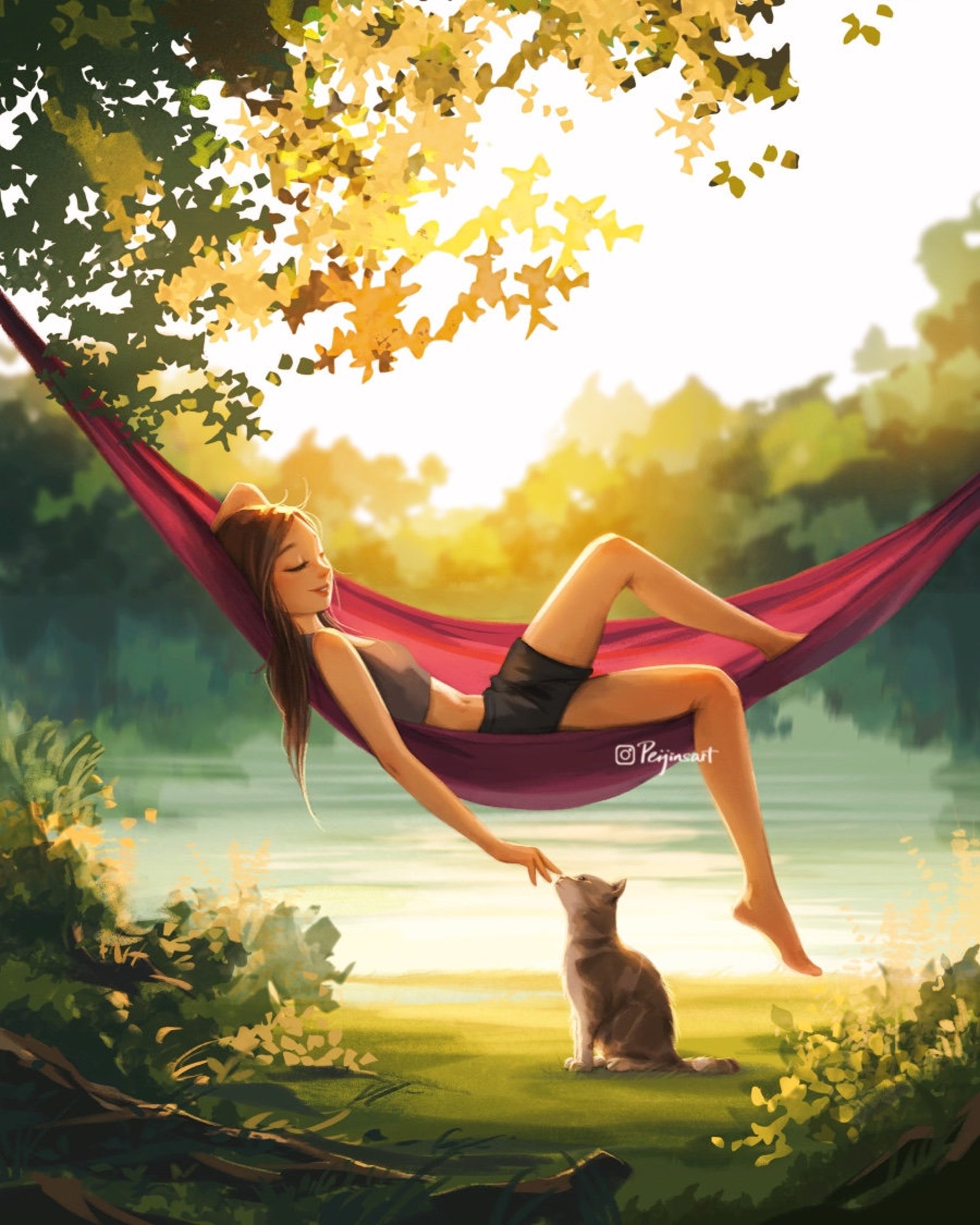 Hammock and Chill Chilling in Nature Art Print Nature - Etsy