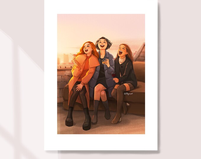 Girls Time Art Print Best Friends Fun With Friends - Etsy