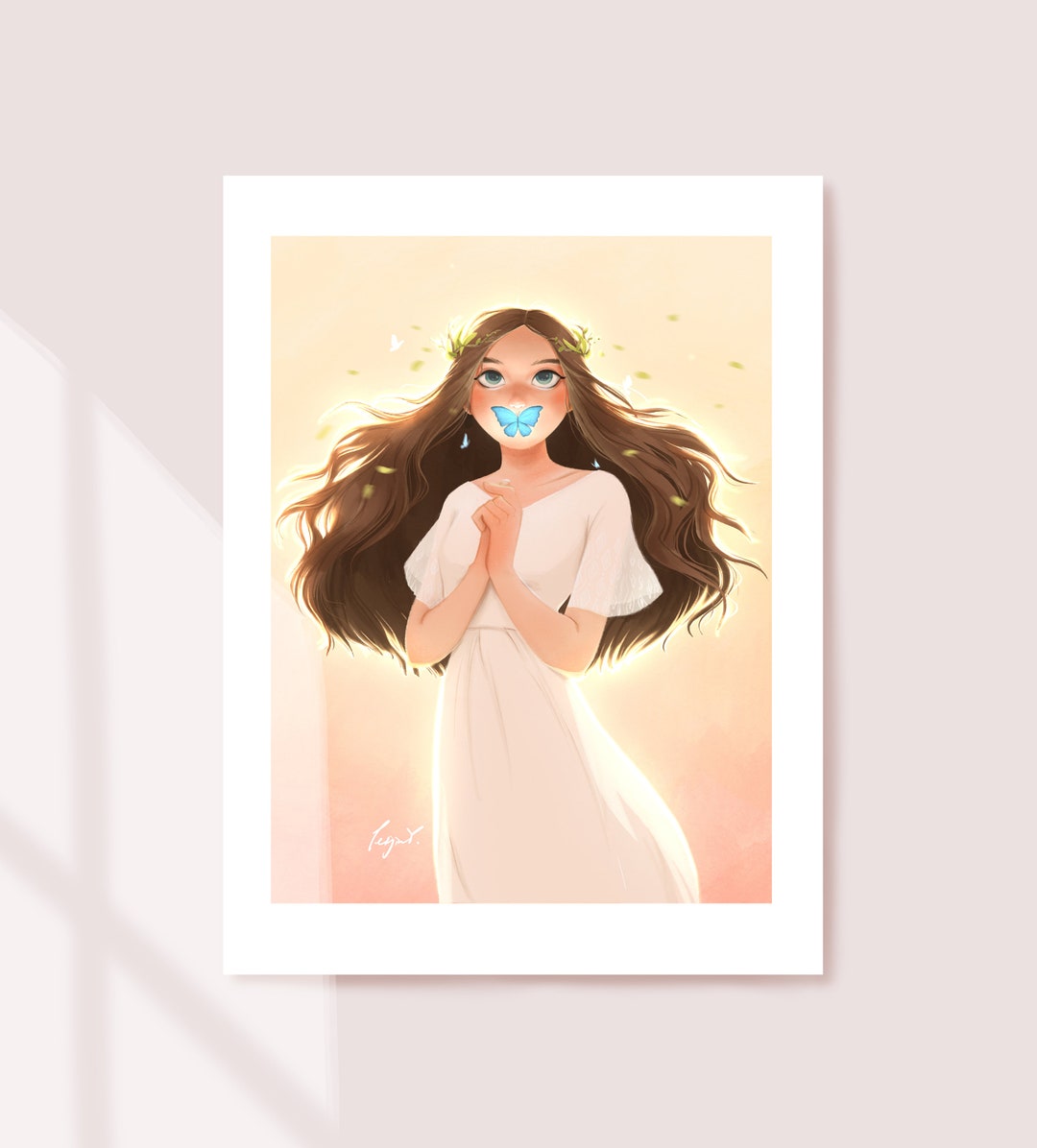 Spring Girl Art Print Digital Illustration Wall Deco Fantansy Character ...