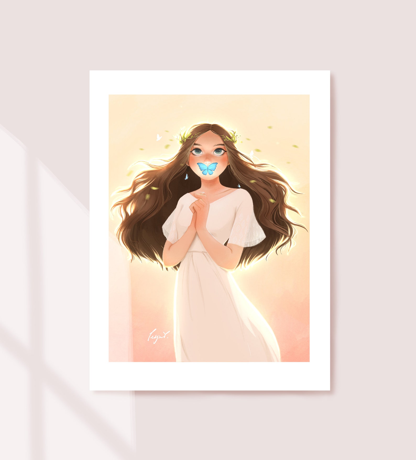 Spring Girl Art Print Digital Illustration Wall Deco | Etsy