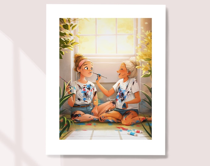Besties Art Print Friendship Best Friends Cute Girls - Etsy