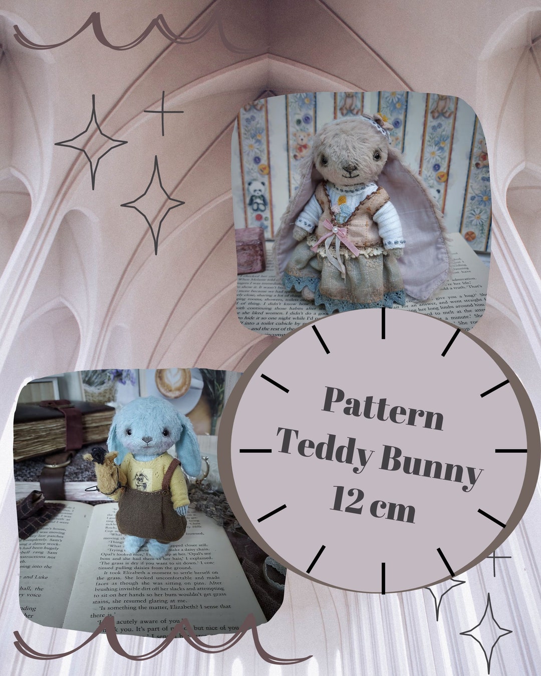 Digital PDF Teddy Bunny Pattern With Patterns of Clothes, Teddy Bunny ...