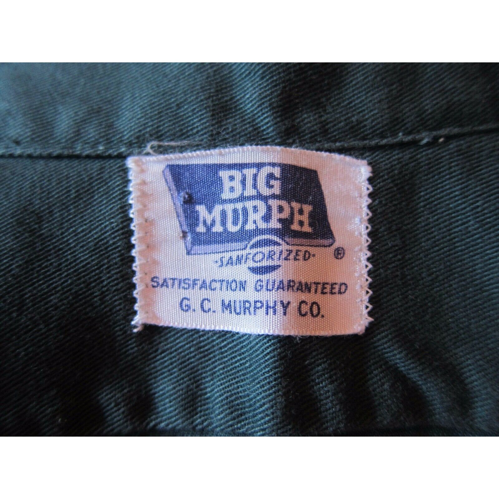 60s Vtg Sanforized Big Murph GC Murphy Cotton Forest Green LS Sz S ...