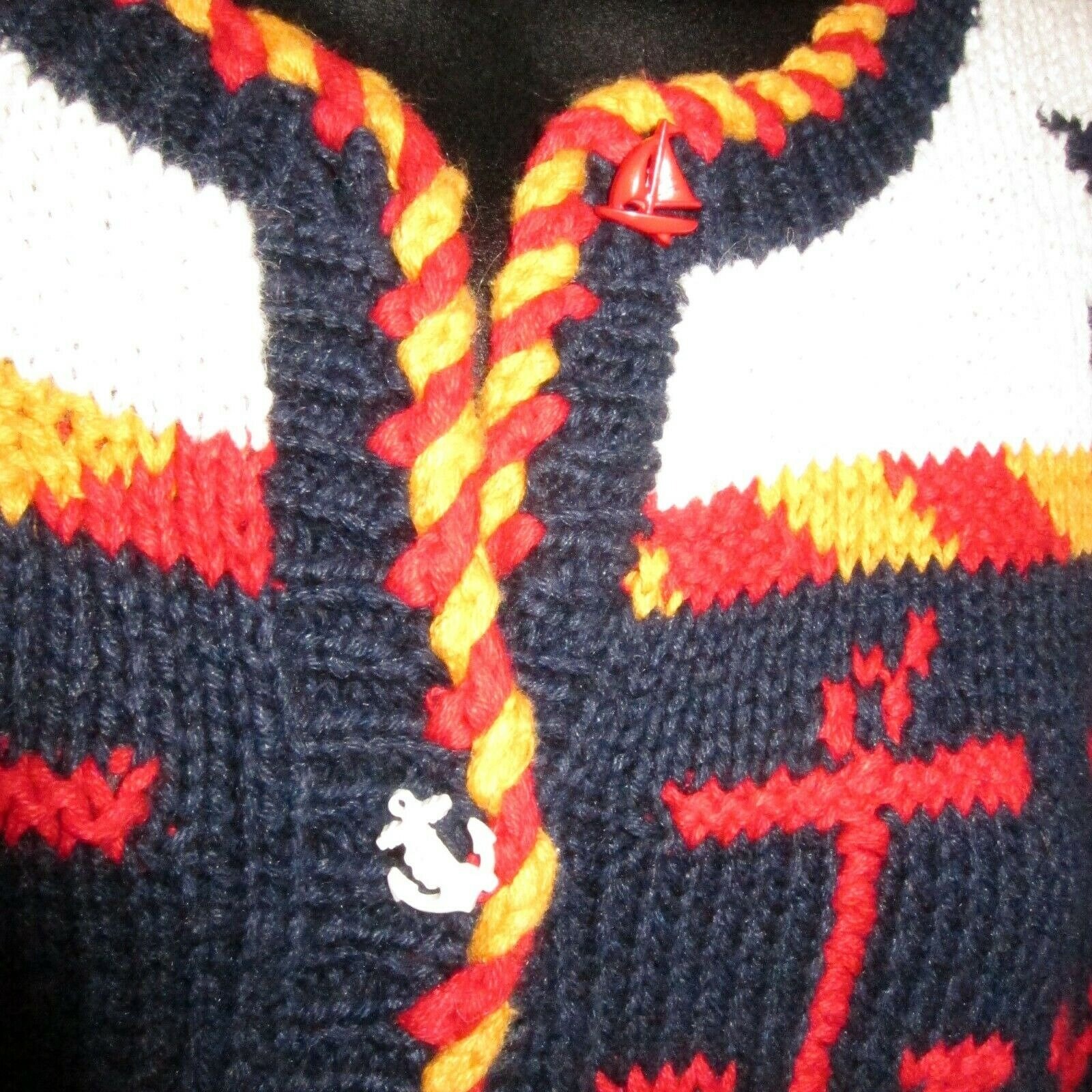 Vtg Bellepointe Sailing Cardigan Anchor Star Sz M Sweater Nautical ...