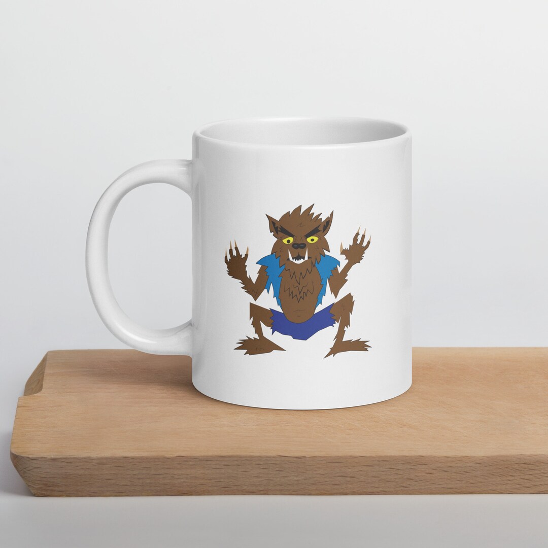 Classic Werewolf Cartoon Graphic Coffee Mug - Unique Retro Halloween ...
