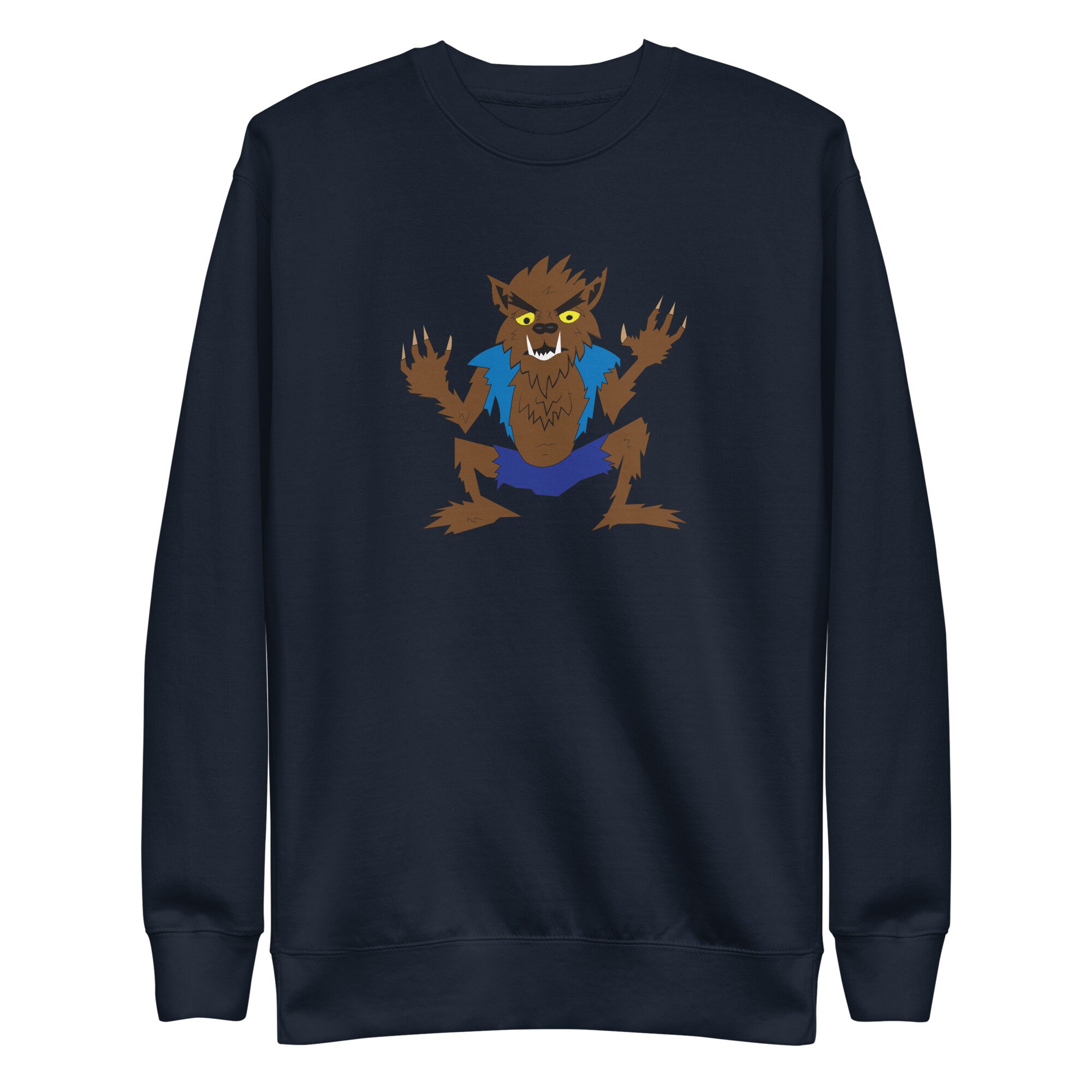 Classic Werewolf Cartoon Graphic Sweatshirt - Unique Retro Halloween ...
