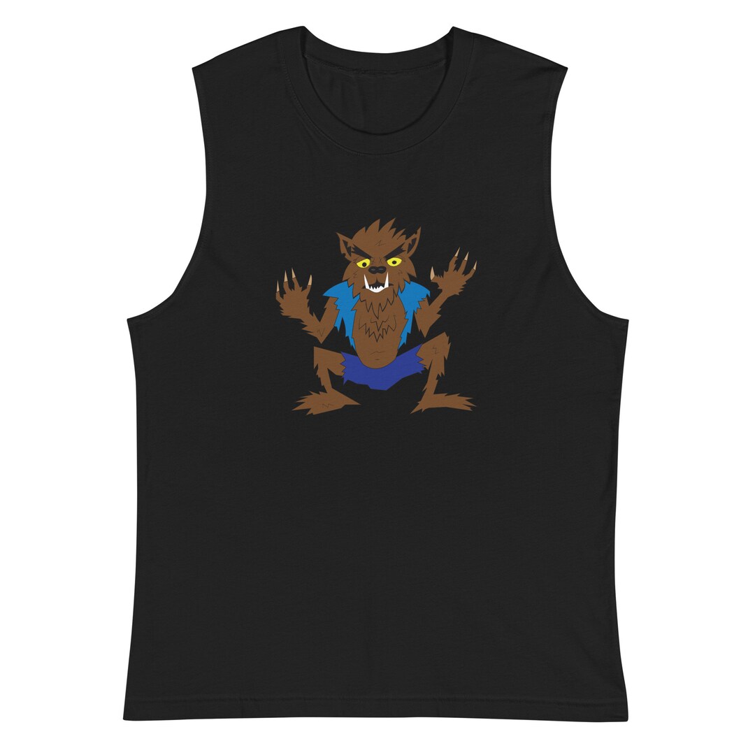 Classic Werewolf Cartoon Graphic Tank Top - Unique Retro Halloween Wolf ...