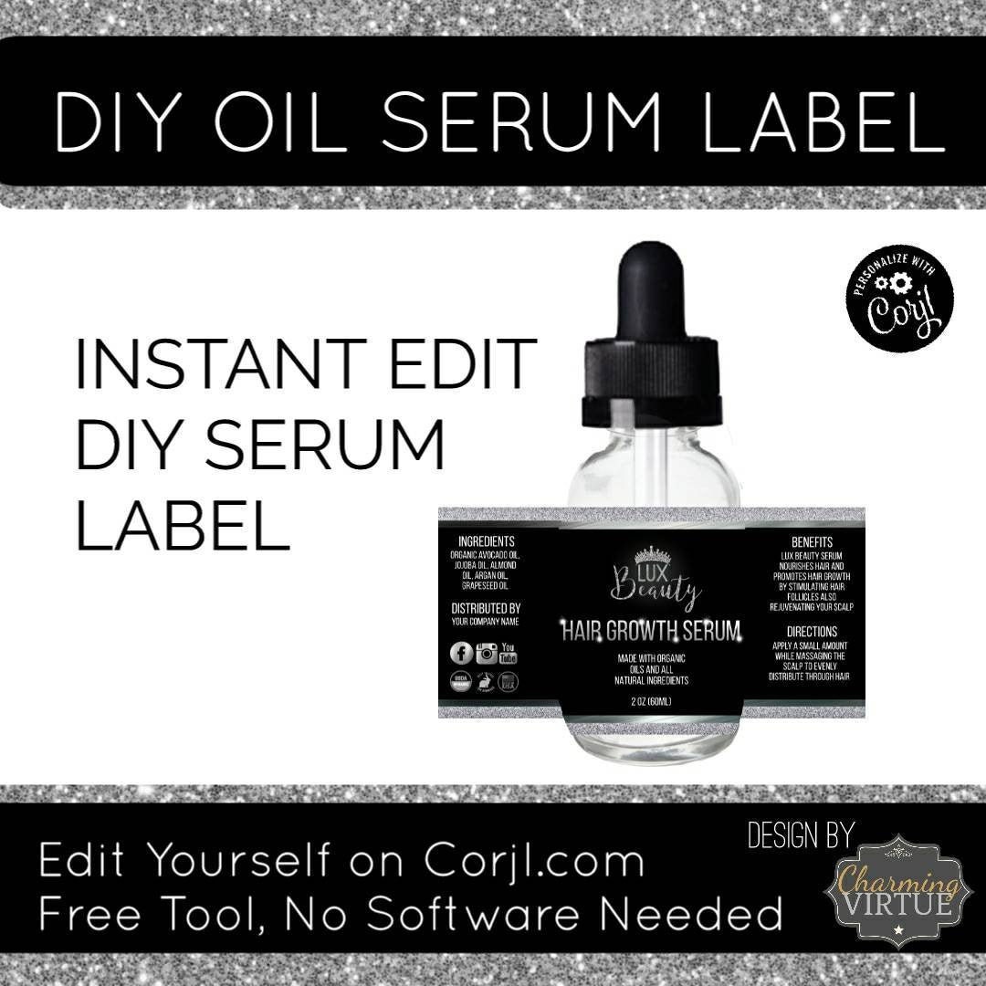 DIY SERUM LABEL Hair Beard Perfume via Corjl App Instant Edit Design ...