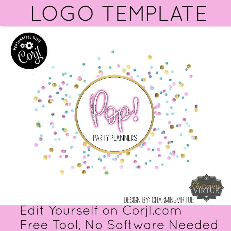 Colorful Pop Polka Dot LOGO TEMPLATE via Corjl App Instant - Etsy