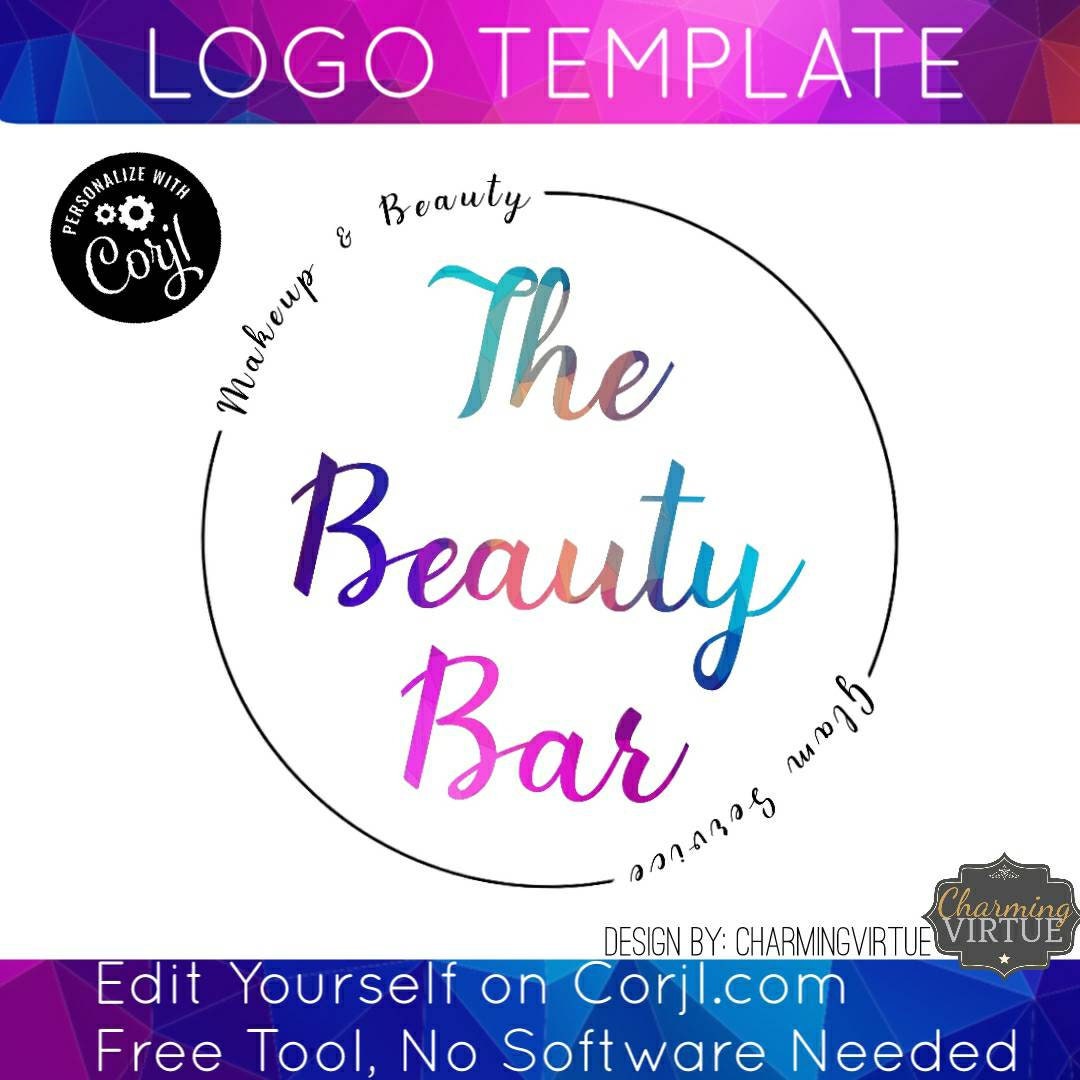 Beauty Bar PREMADE LOGO Template DIY Glam Bar Edit With Corjl - Etsy
