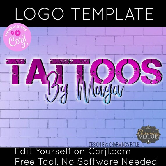 TATTOO LOGO Template via Corjl App Instant Edit Design Ink - Etsy