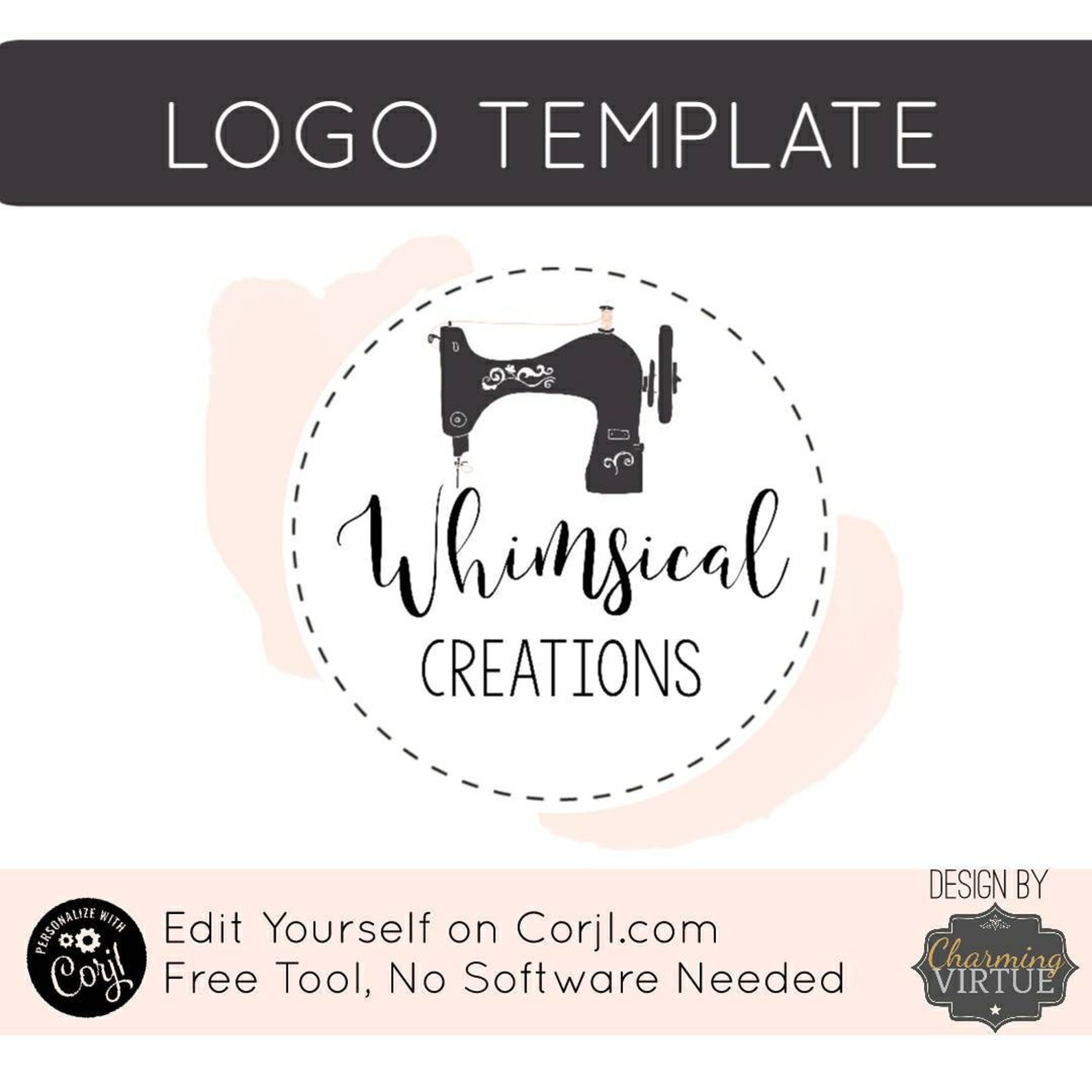 Sewing Handmade STITCH LOGO Template Corjl App Instantly Sew | Etsy