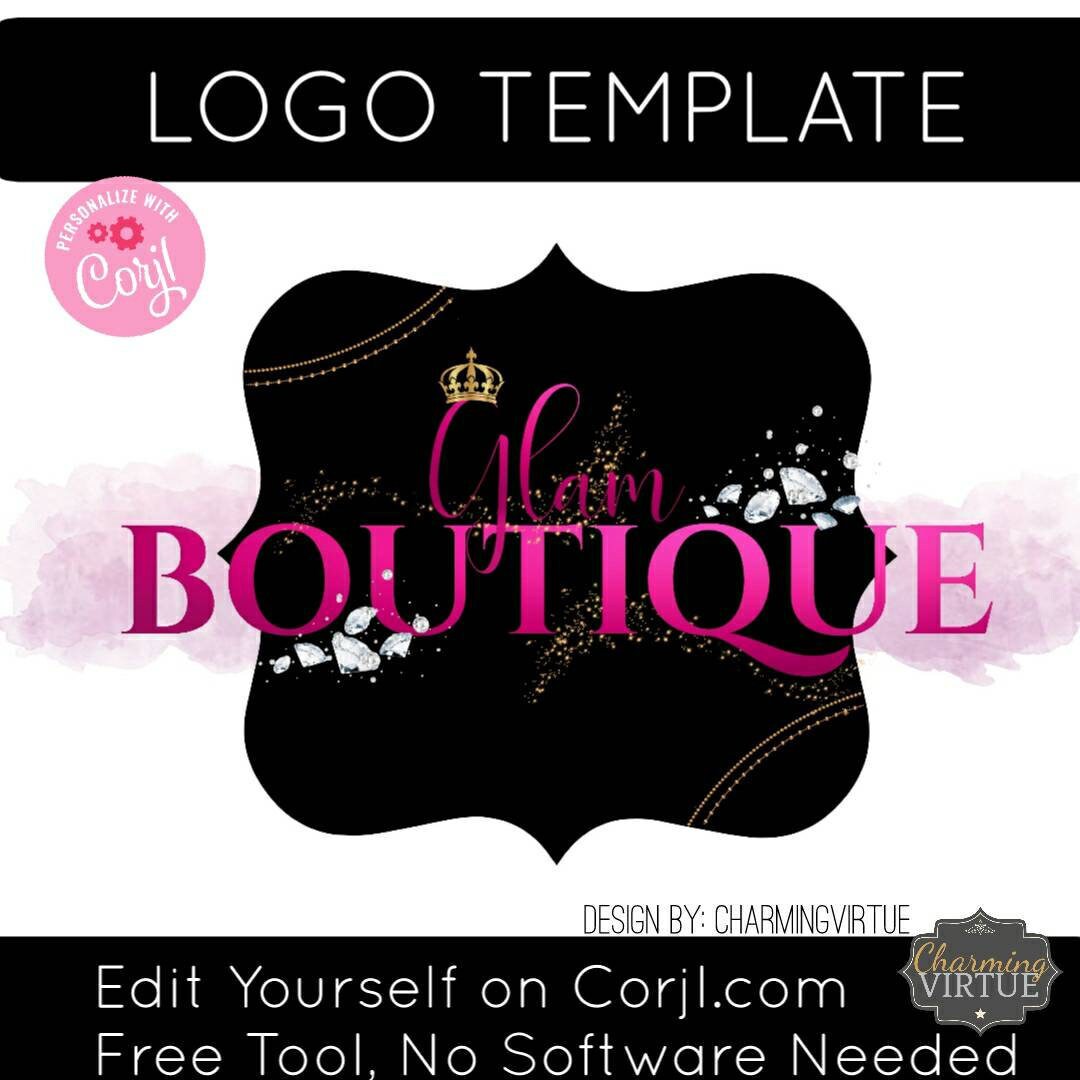 BLING Charm Jewel Business LOGO Template Jewelry Gold Glitter | Etsy