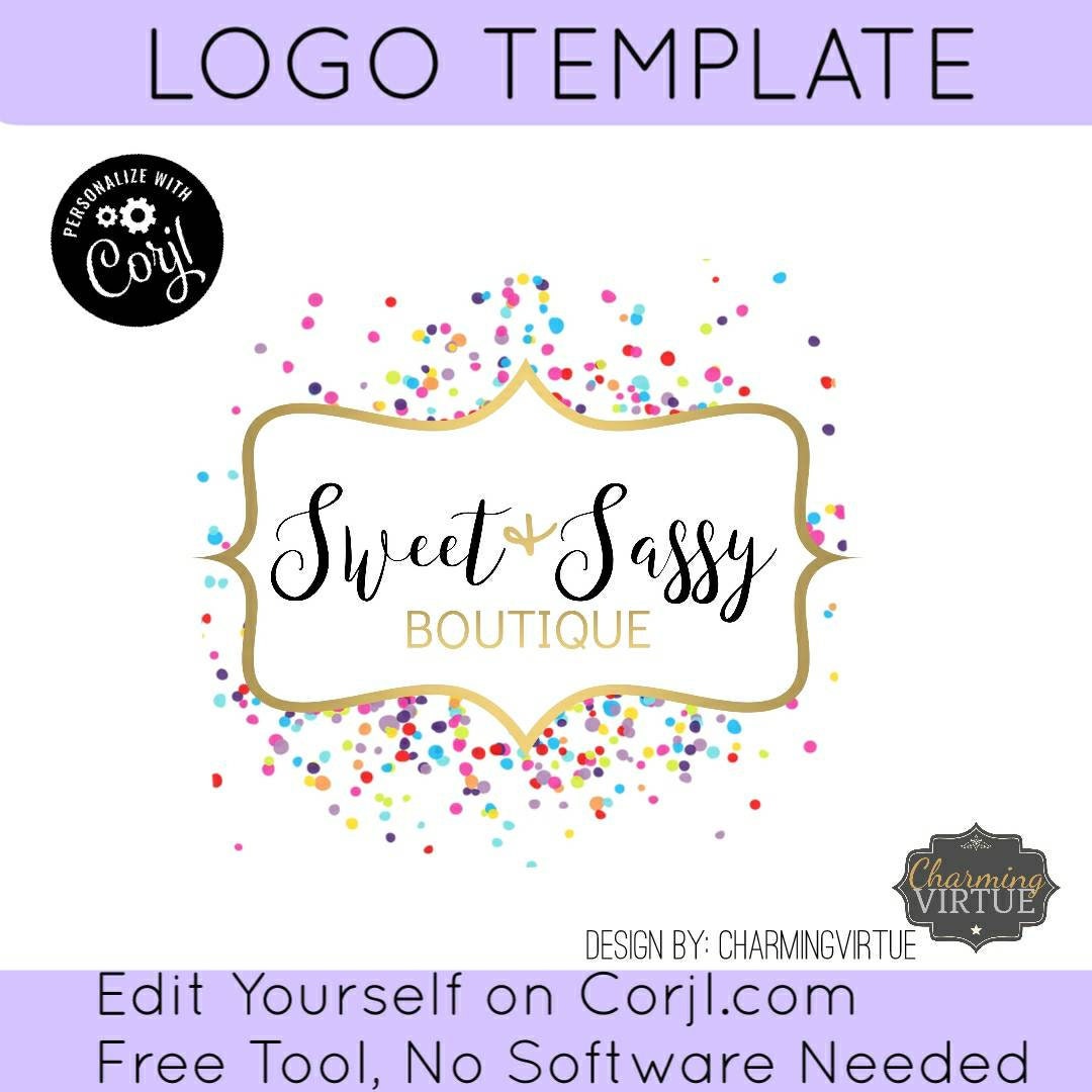 Colorful Fun Polka Dot LOGO TEMPLATE via Corjl App Instant - Etsy