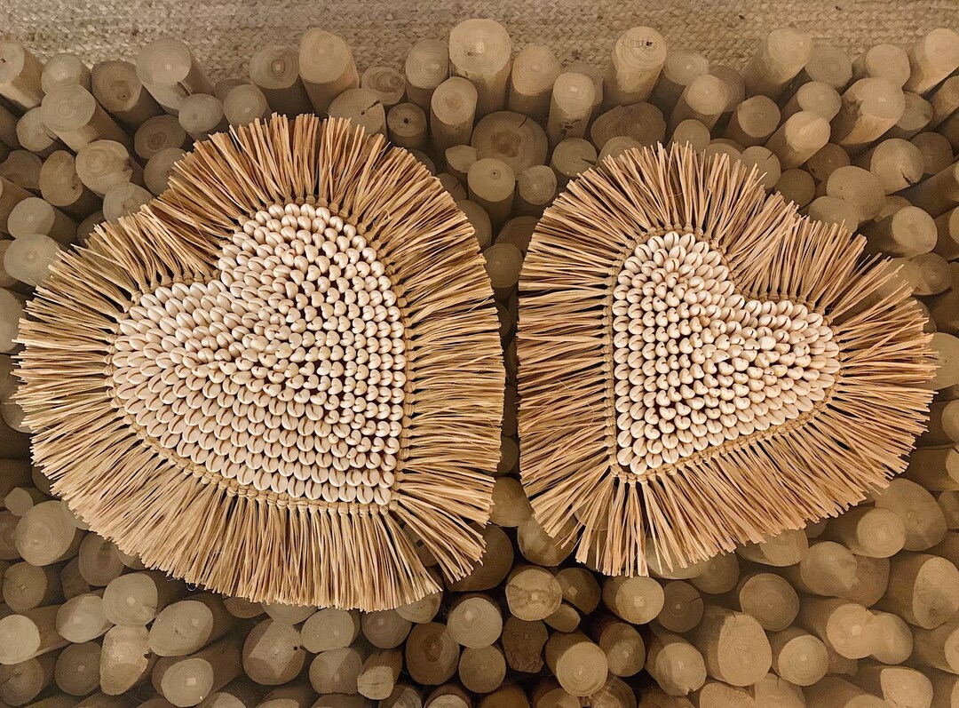 Superb Raffia and Cowrie Heart - Etsy