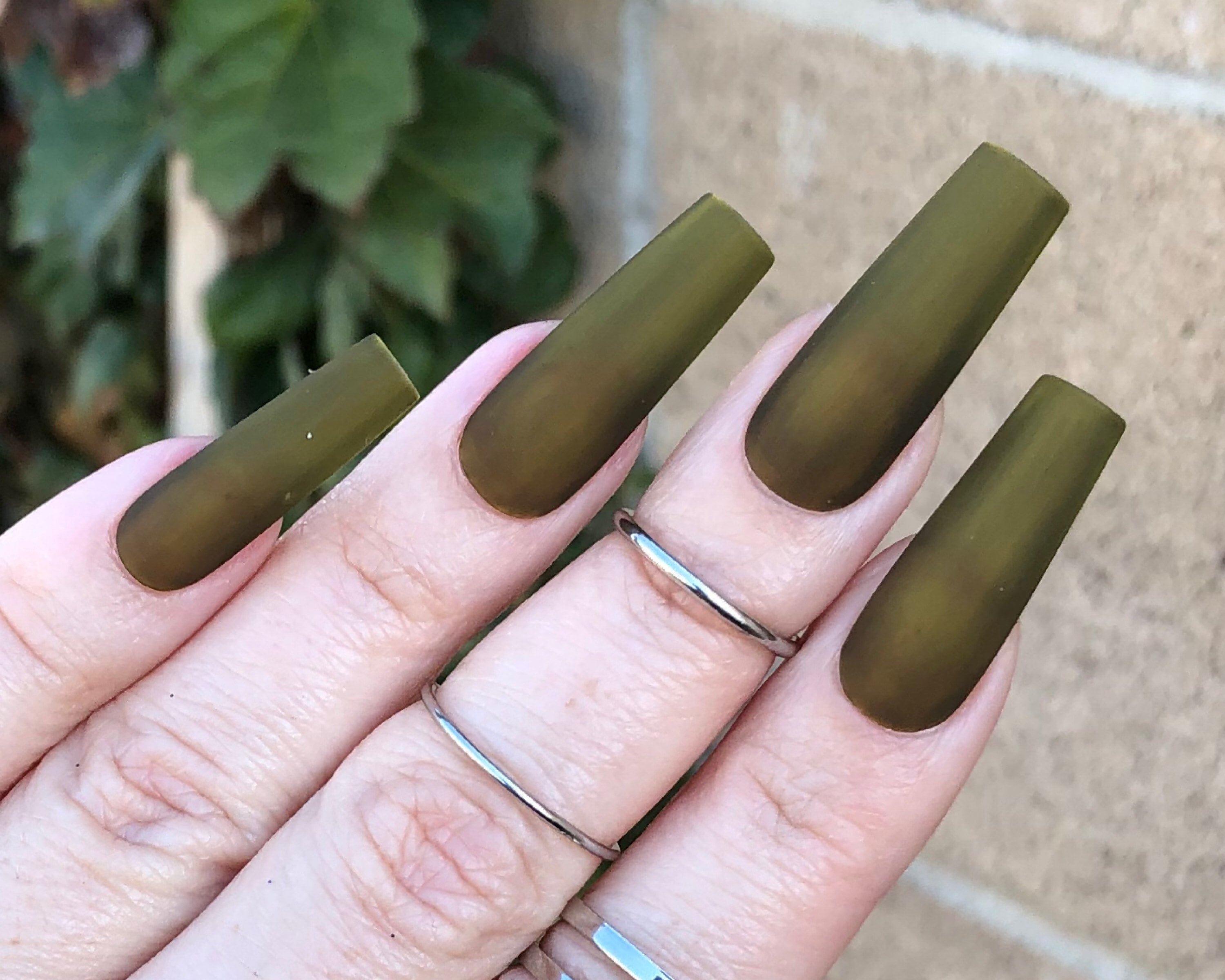 Sheer Olive Green Press On Nails Matte or Gloss Choose | Etsy