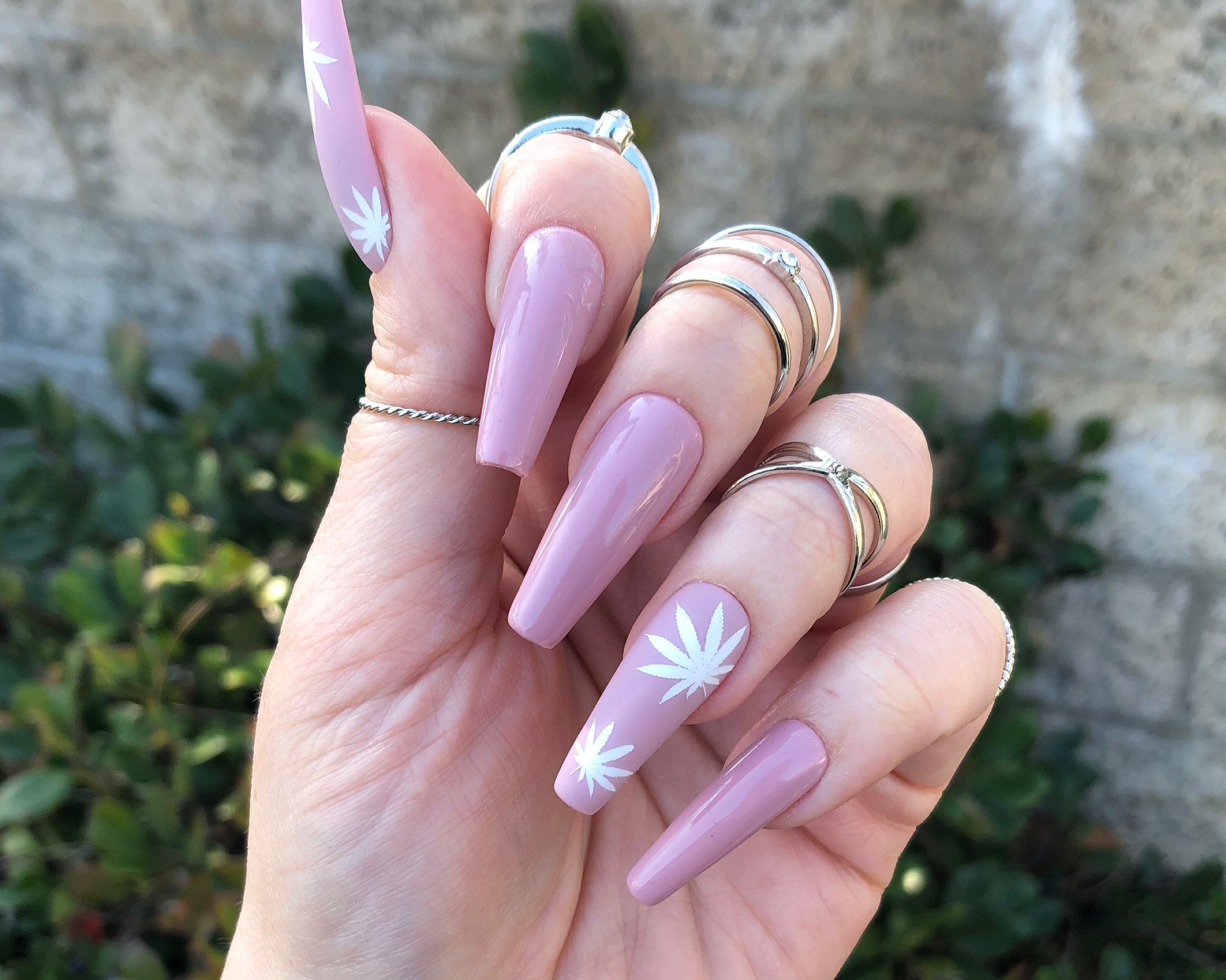 Marijuana Leaf Muted Lilac Press on Nails Choose Your Shape - Etsy