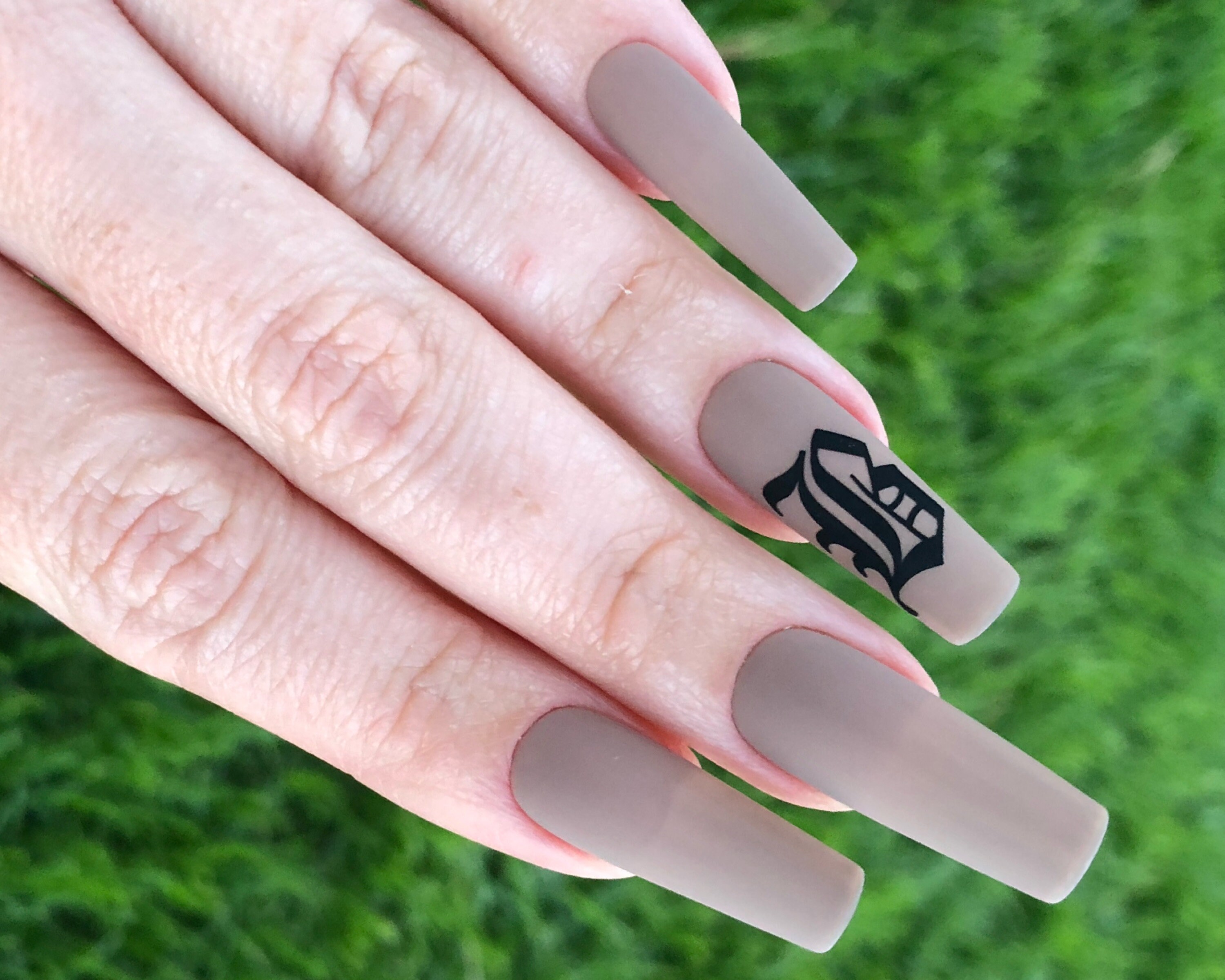 Brown Old English Letter Press On Nails Choose Your Letter Etsy Brown Old English Letter Press On Nails Choose Your Letter Etsy