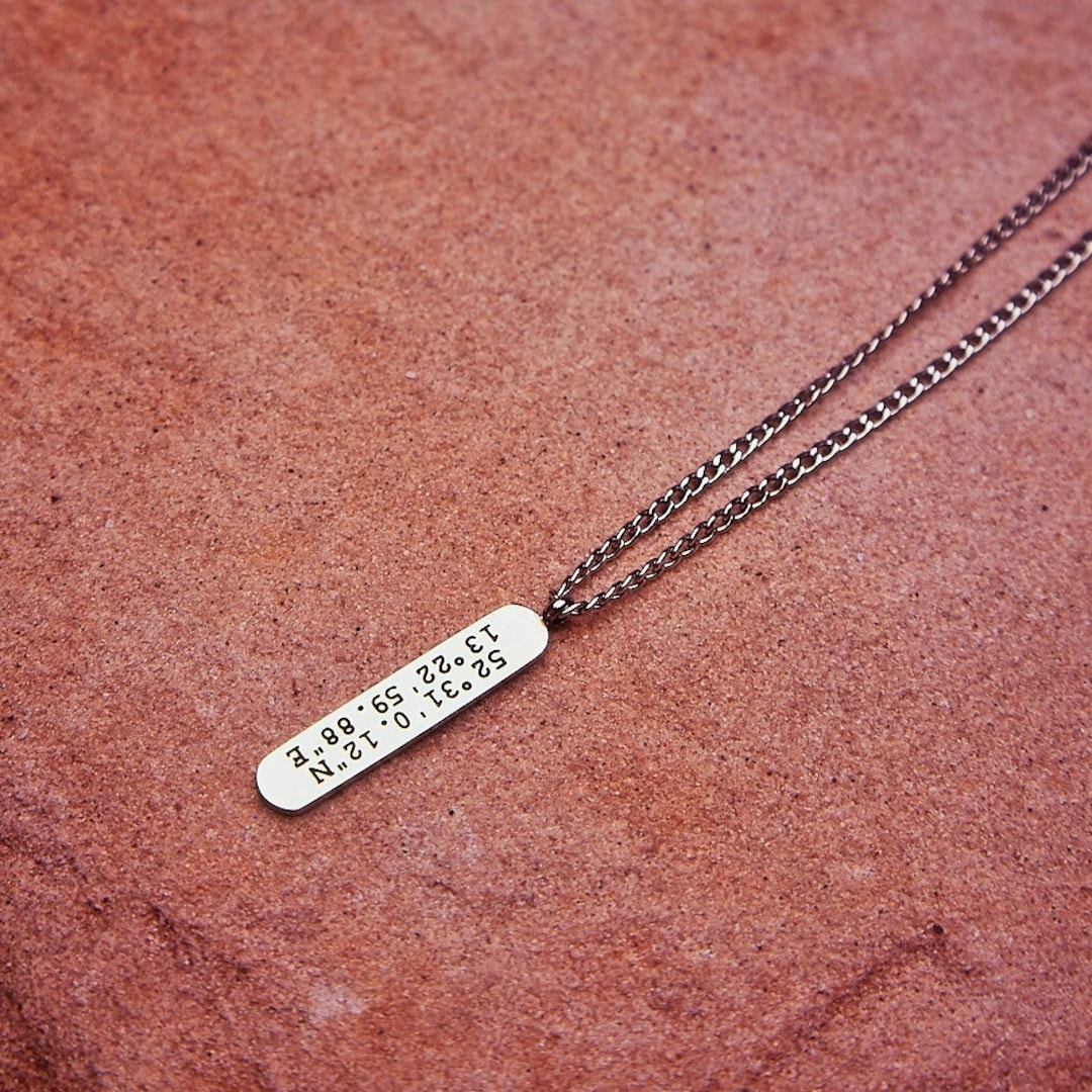 Personalized Column Necklace Bar Necklace With Name Coordinates ...