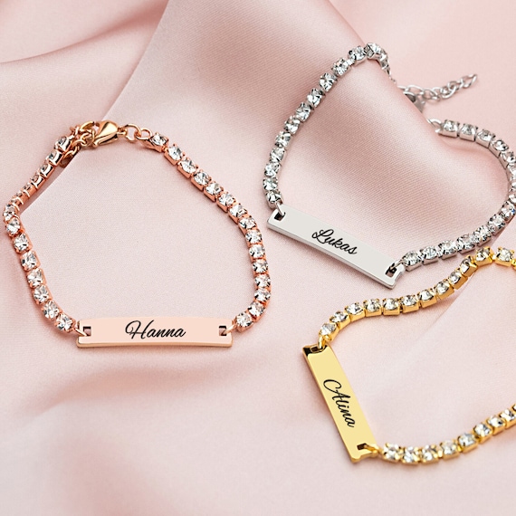 Engraved tennis bracelet store