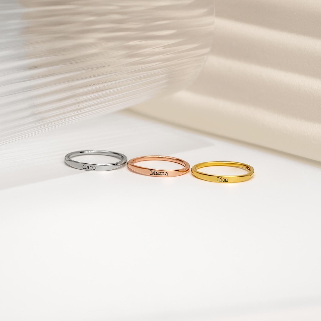 Dainty Stacking Ring Personalized Narrow Band Ring With Engraving ...
