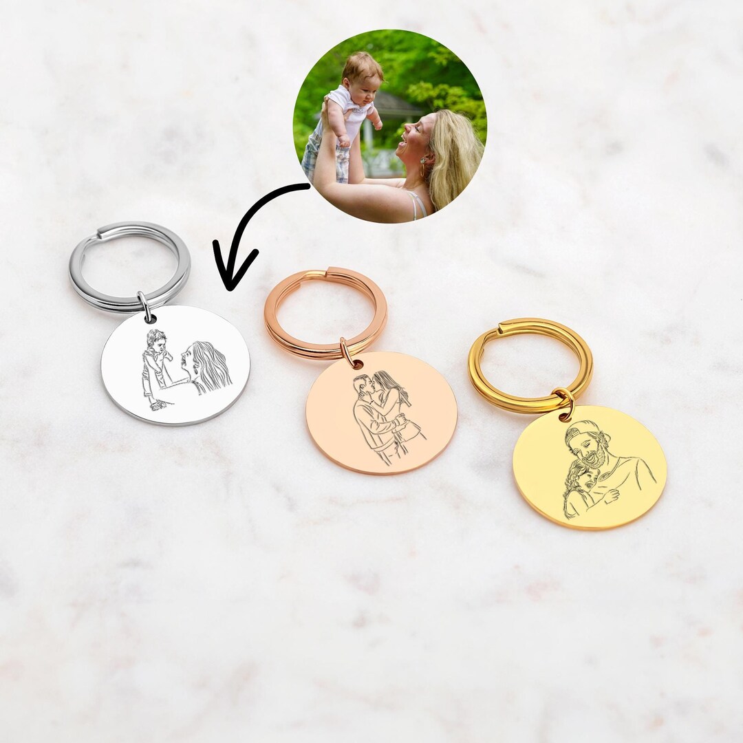 Personalized Keychain With One Line Art Drawing | One Line Drawing ...