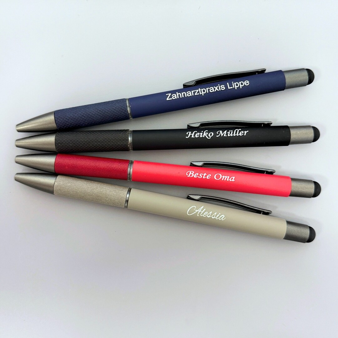 Metal Soft Touch Ballpoint Pen With Touch Pen Stylus Custom Engraving ...