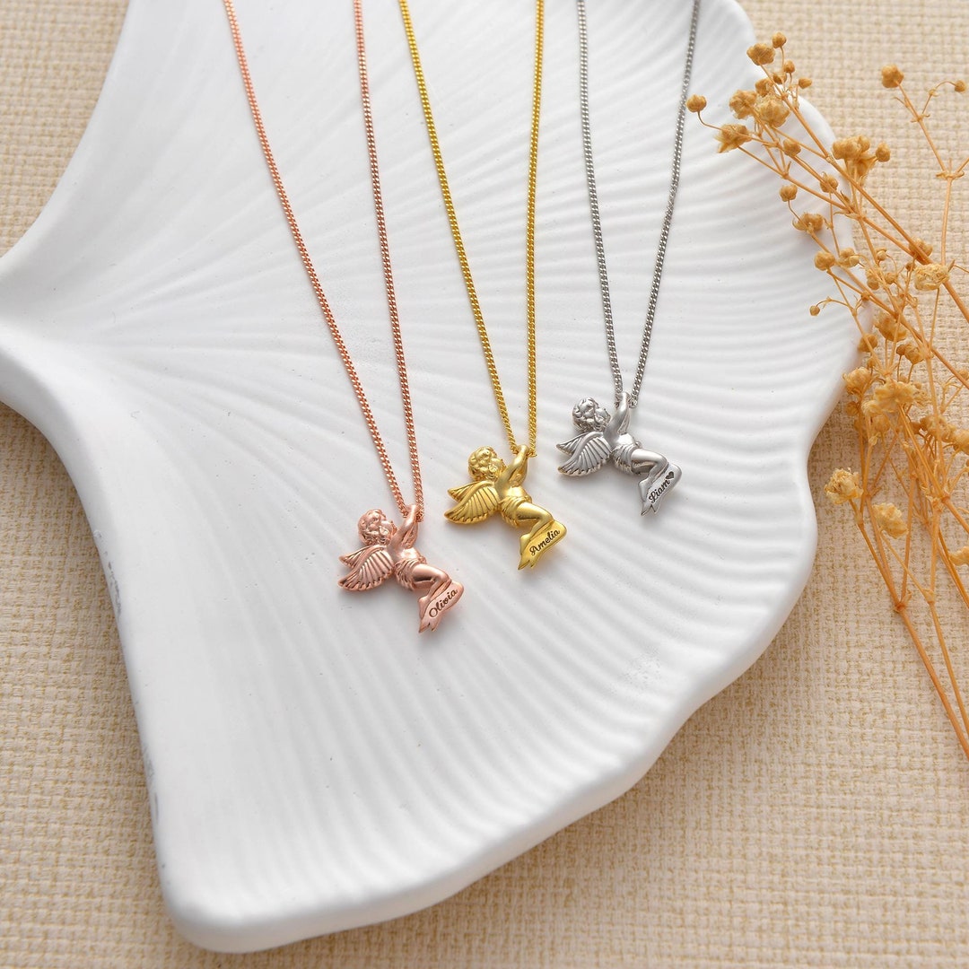 Personalized Angel Necklace With Desired Name Made of Real 925 Silver ...