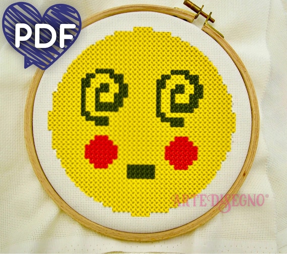 Dizzy Emoticon Cross Stitch Pattern PDF Dizzying Eyes Emoji | Etsy ...