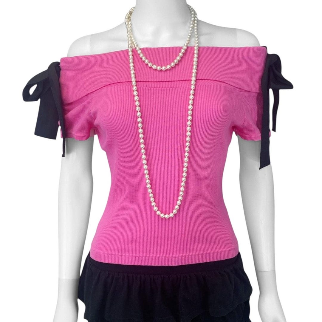 2000s Gyaru Milk Bow off Shoulder Top Sz S/M - Etsy