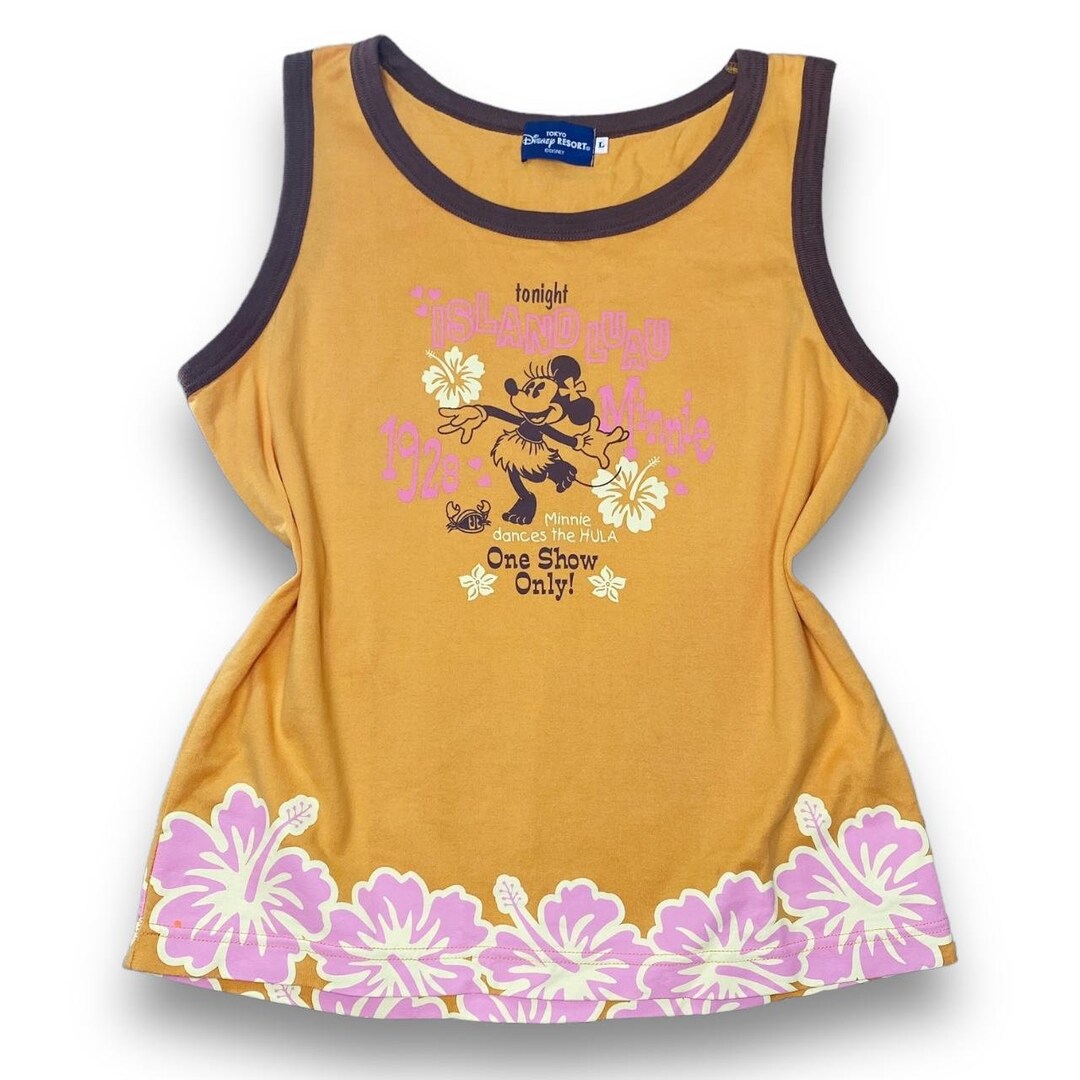 Y2K 2000s Kawaii Japan Tokyo Disney Minnie Mouse Hibiscus Gyaru Tank Sz ...