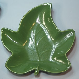 Vintage Hall Pottery Green Maple Leaf Trinket Dish - Mid Century Decor ...