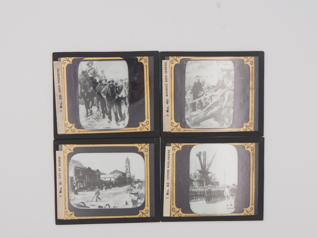 Antique Glass Photograph Slides Set of 4 Magic Lantern Glass Slides ...