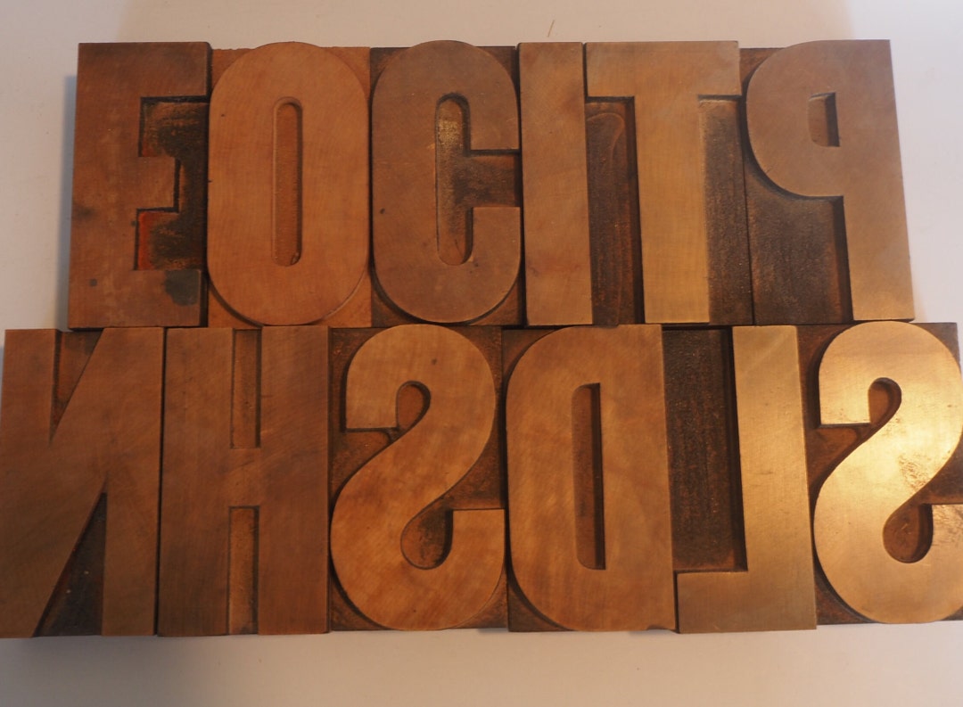 Vintage Wooden Letterpress Letters Uppercase Large 3 3/8" Wood Block ...