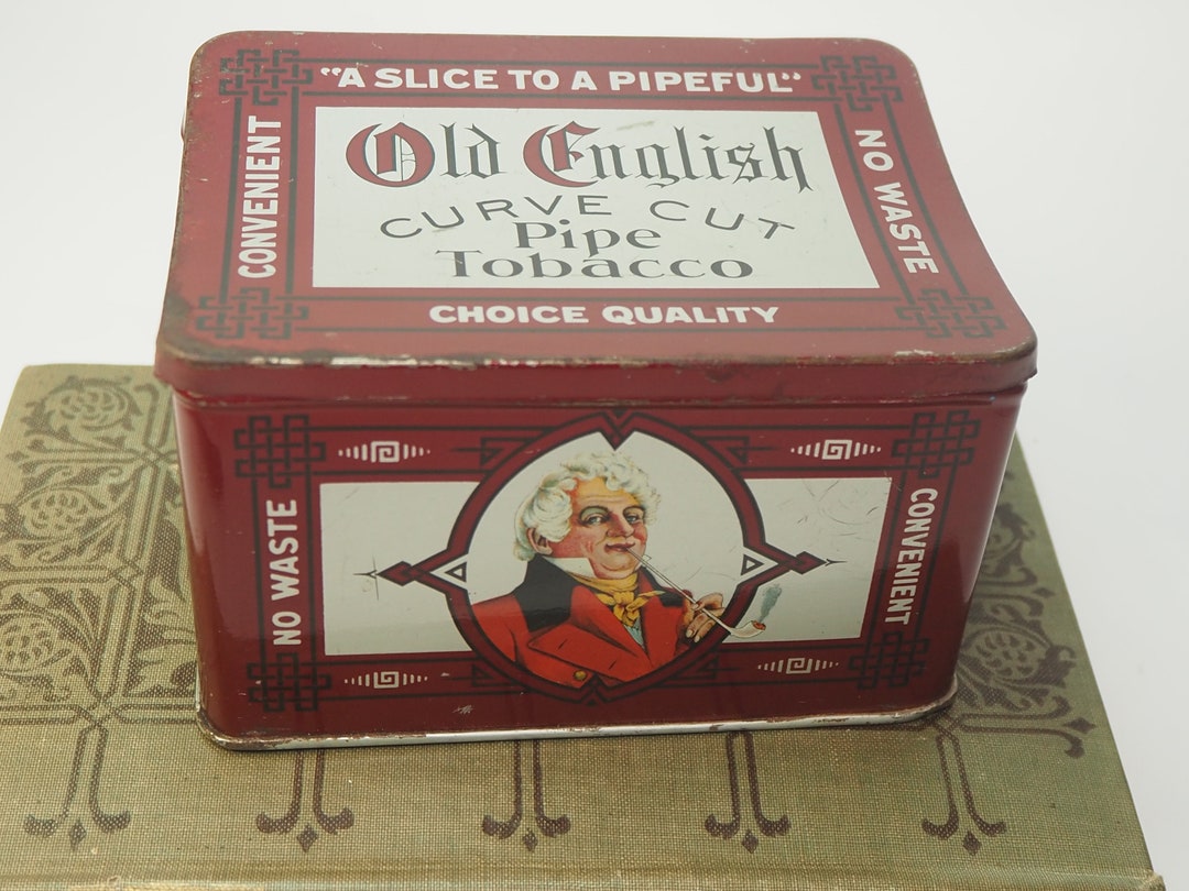 Vintage Old English Curve Cut Pipe Tobacco Tin Smoking Collectible ...