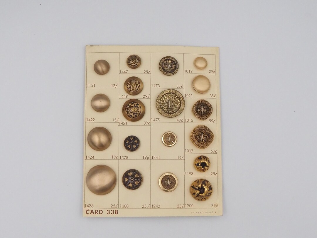 Vintage Salesman Sample Gold Button Card - Etsy