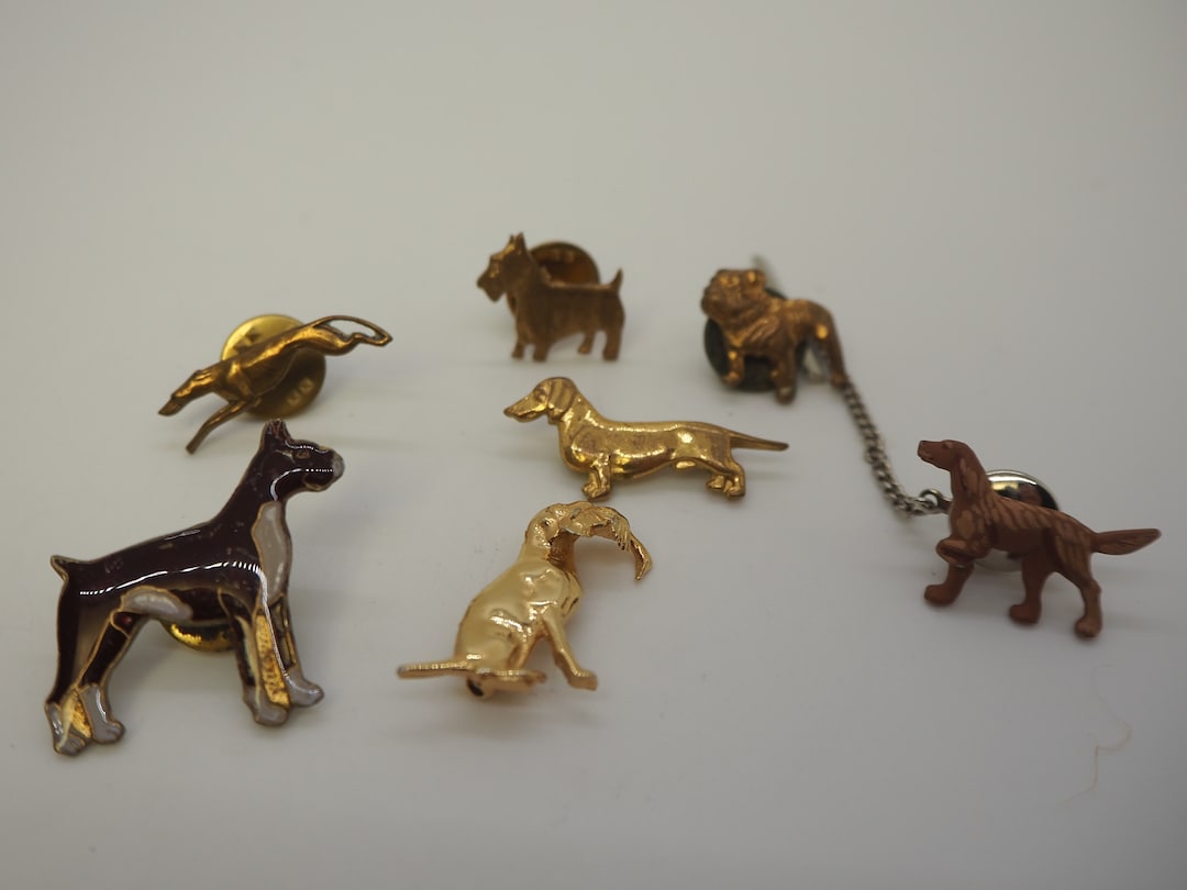 Vintage Small Dog Pins and Tie Pins Mack Bulldog, Retriever, Boxer ...