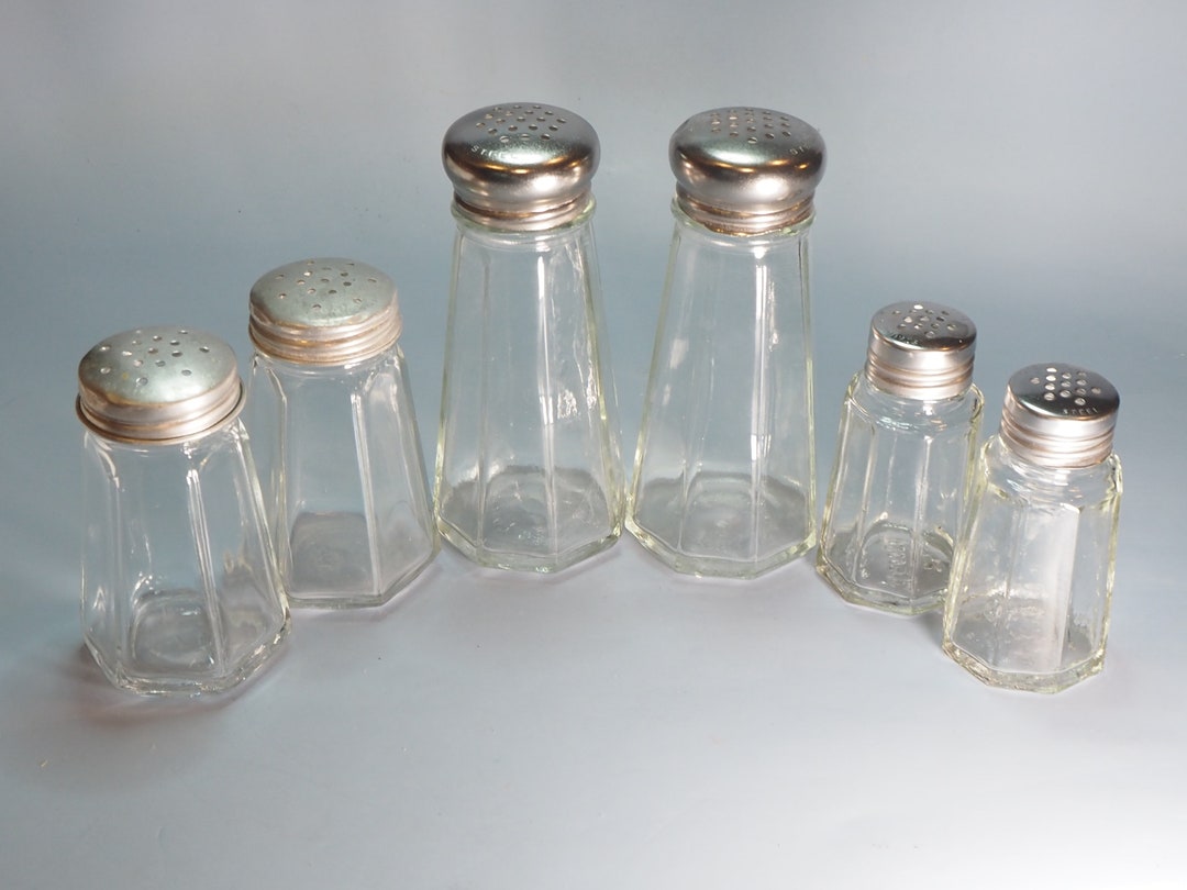 Vintage Glass Salt and Pepper Shakers Restaurant Diner Style - Etsy