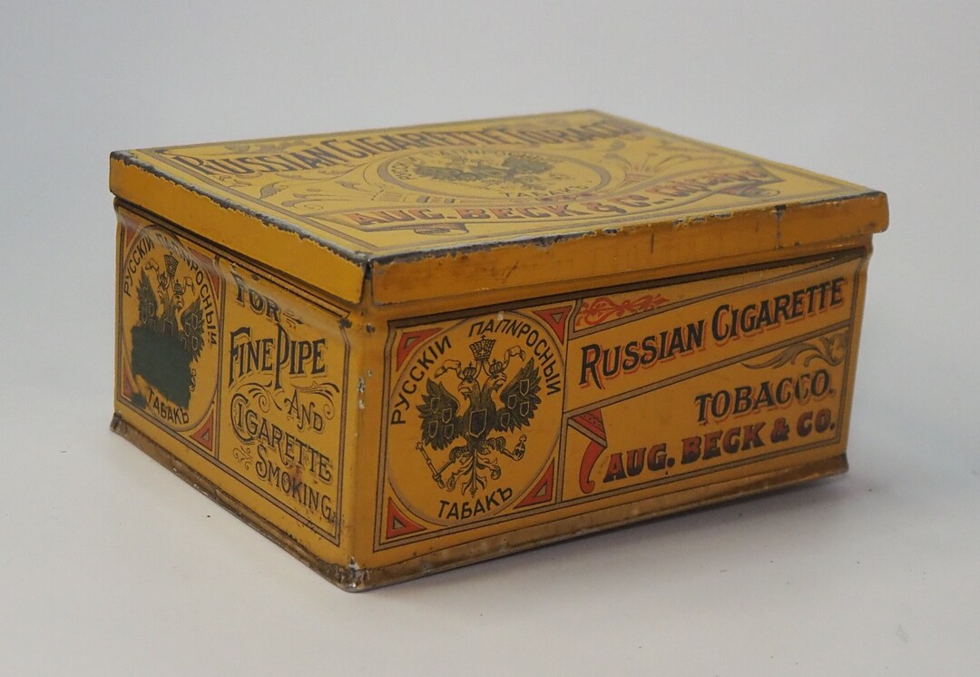 Vintage Russian Cigarette Tobacco Advertising Tin Aug. Beck & Co ...