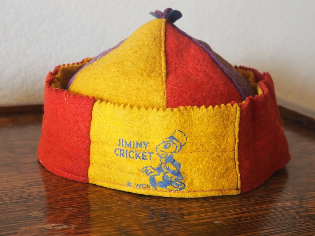 Vintage Disney Jiminy Cricket Crown Felt Beanie Hat 1940's - Etsy