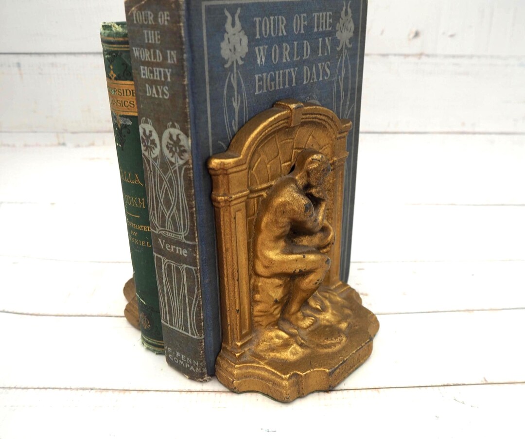 Vintage the Thinker Bookends Cast Iron 1930's - Etsy
