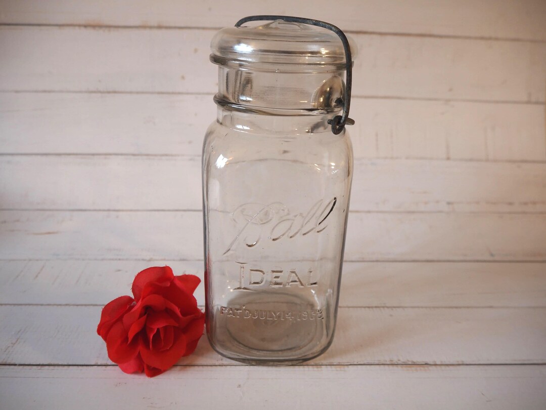 Vintage Ball Ideal Square Glass Canning Jar: 8 Inch Farmhouse Kitchen ...