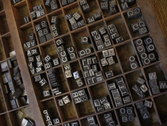 Vintage Metal Letterpress Letters Upper and Lower Case | Etsy