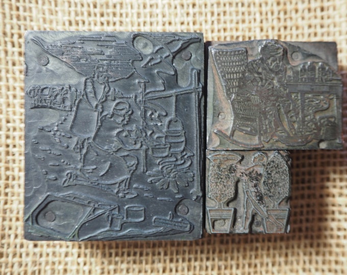 Vintage Printers Block Metal on Wood Men Antique Letterpress Block ...