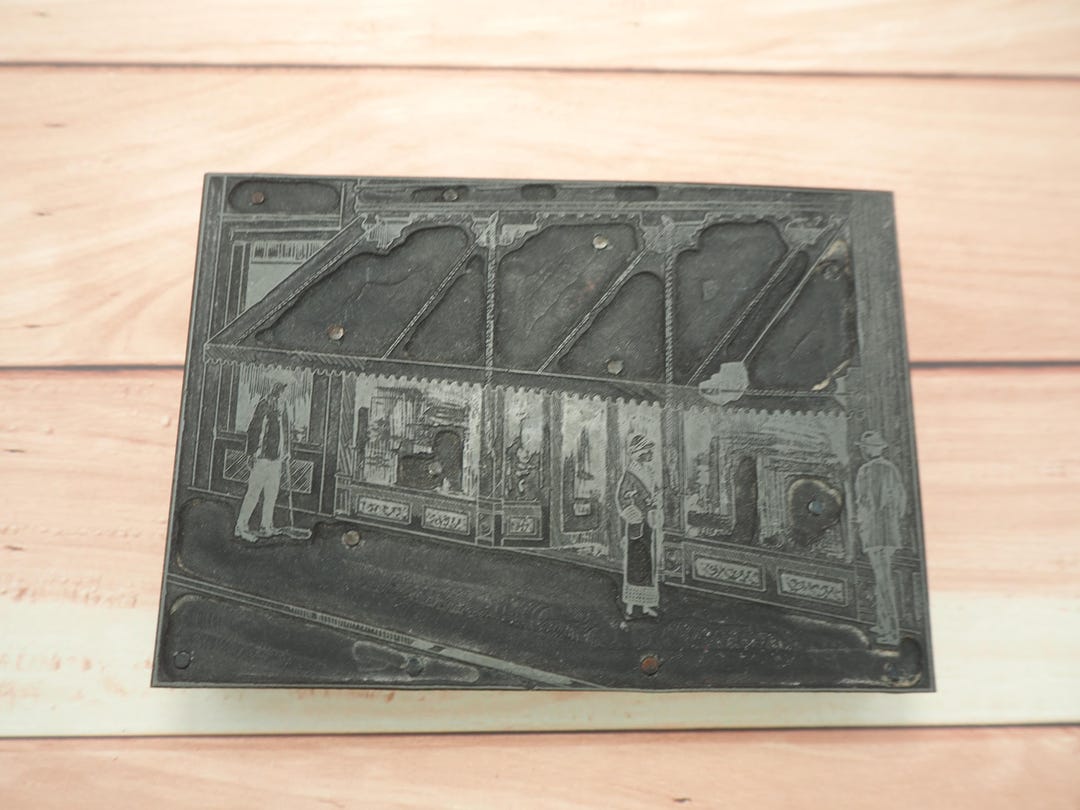 Vintage Street Scene Print Block Metal on Wood Printing Block - Etsy