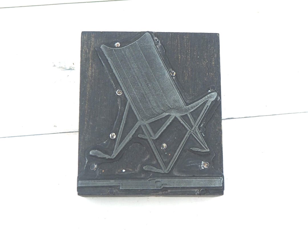 Vintage Print Block Metal on Wood Printing Block Outdoor Chair - Etsy
