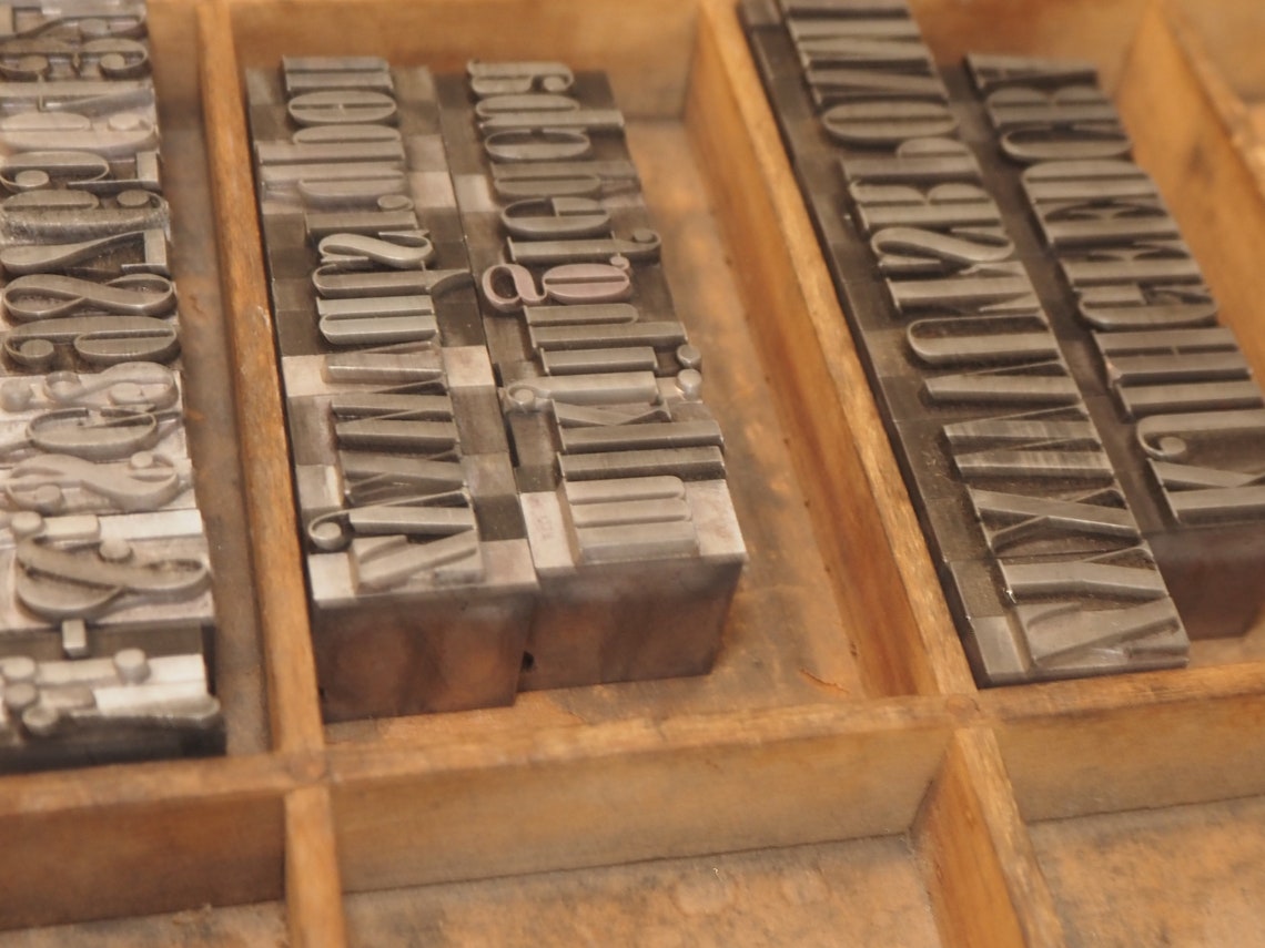 Vintage Letterpress Upper and Lower Case Numbers and Punctuation Type ...