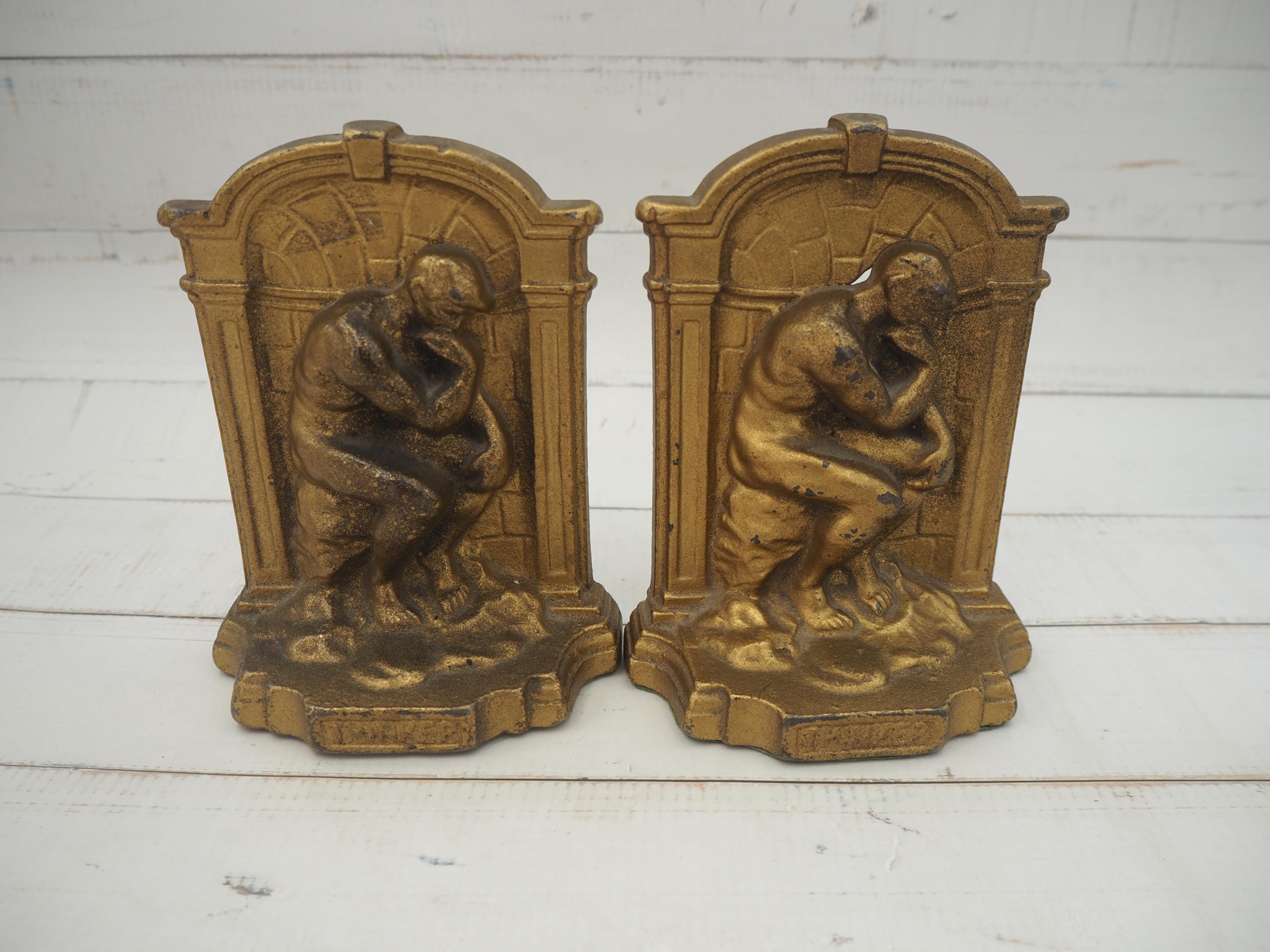 Vintage the Thinker Bookends Cast Iron 1930's - Etsy