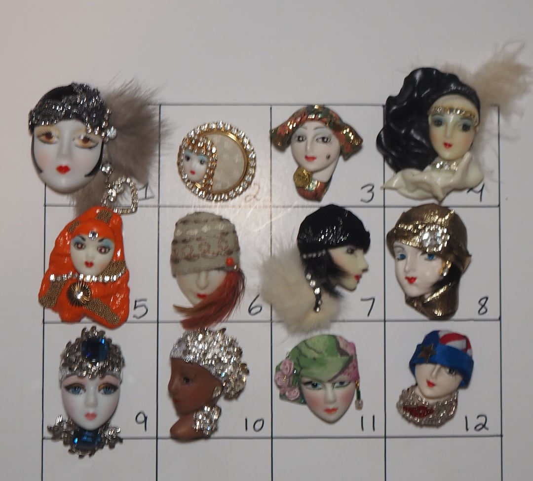 Vintage Art Deco Lady Pin Brooch Hand Crafted - Etsy